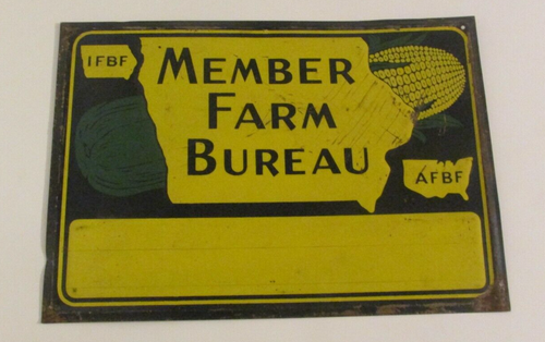 Vintage Metal Member Iowa Farm Bureau Sign - No Name 14"X10" IFBF AFBF ...