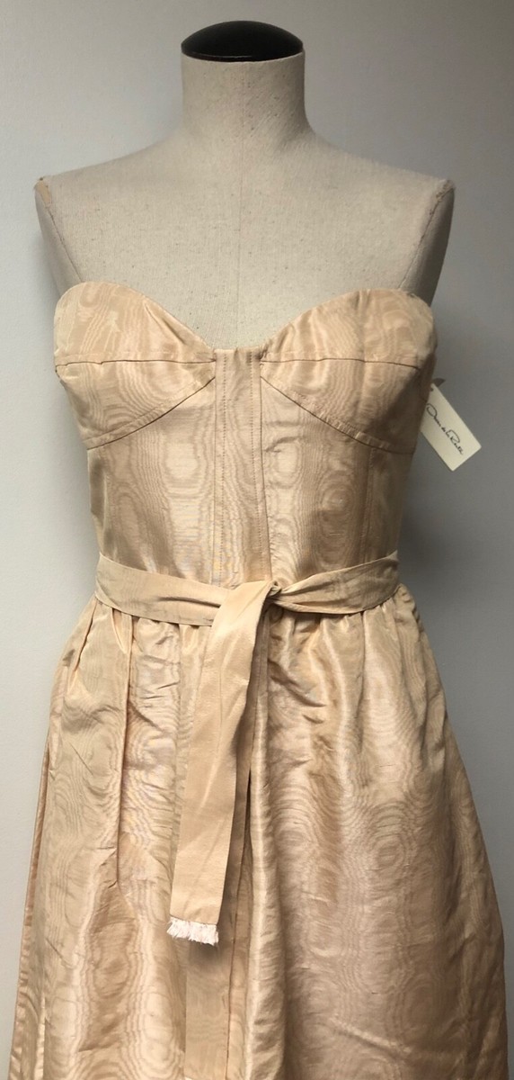 Beige Strapless Cocktail Dress