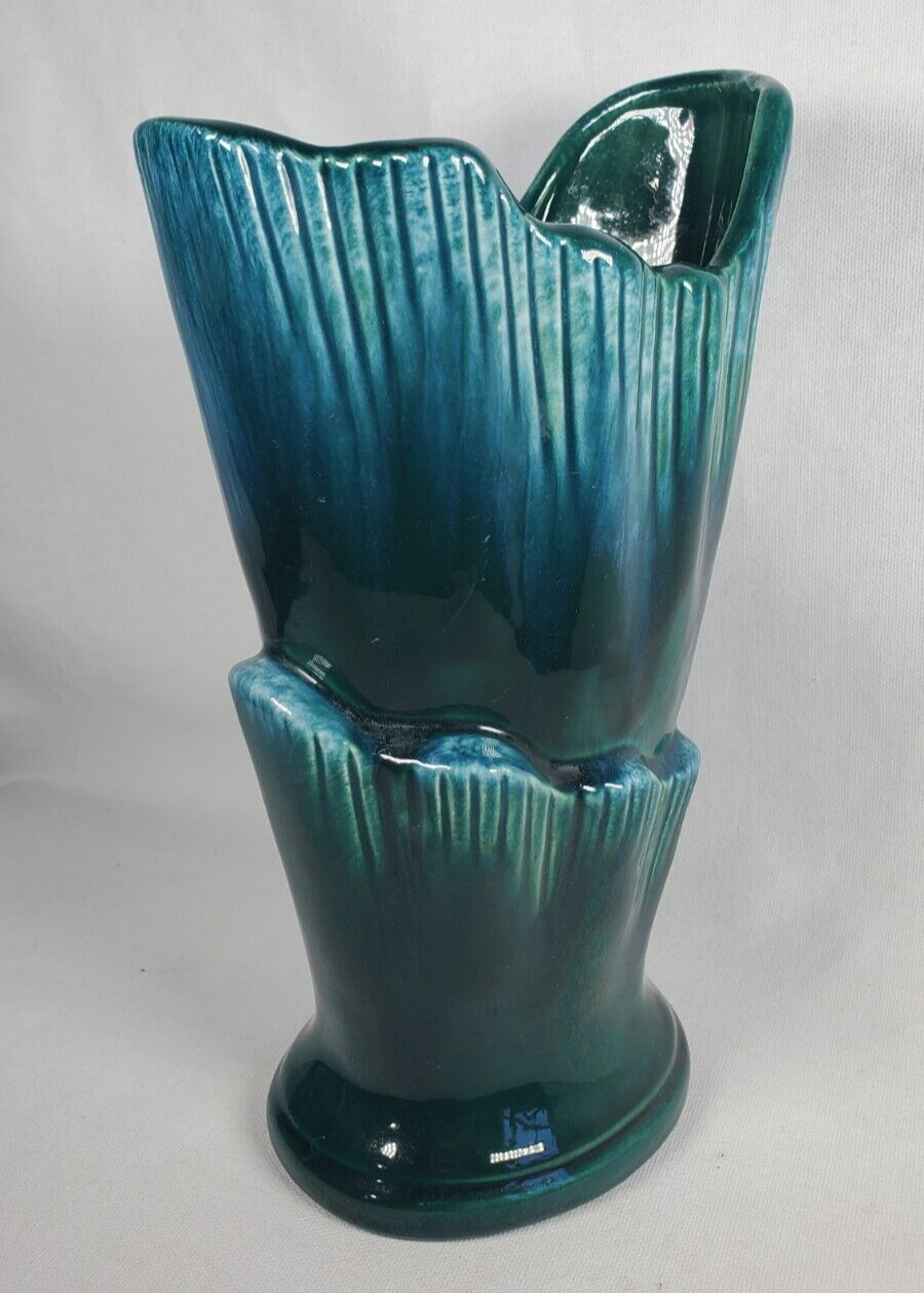 Rare Vintage Gilner Pottery Vase #H-516 Green/Blue/Aqua Art Deco Large ...