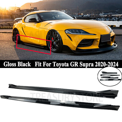 For Toyota GR Supra A90 20-24 AG Style Gloss Black Side Skirt Extension ...