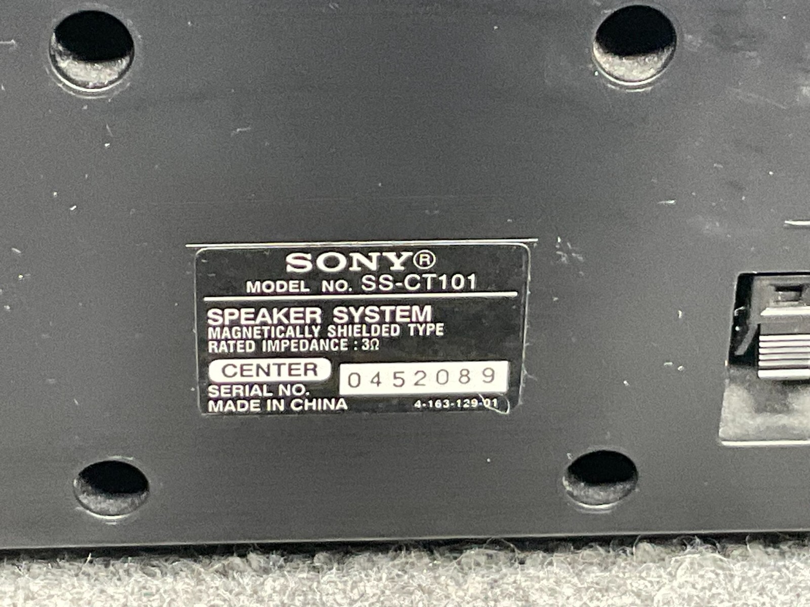 Sony+Ss-ct101+Home+Theater+Surround+Sound+System+Center+Speaker for ...