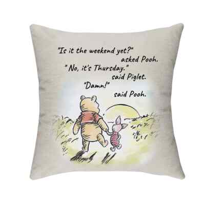 The Pooh & Piglet Weekend Quote Cushion Cover 18 x 18in 45 x 45cm ...