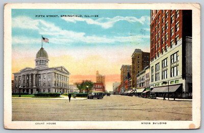 Postcard Fifth Street Court House Myers Building c1929 Springfield, IL ...