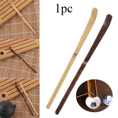 Handmade Kitchen Tool Matcha Spoon Leaf Spatula Black Bamboo Wood Tea ...