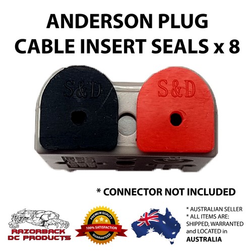 8 x Weatherproof 120A Anderson Plug Cable Seal inserts RED & BLACK caps ...