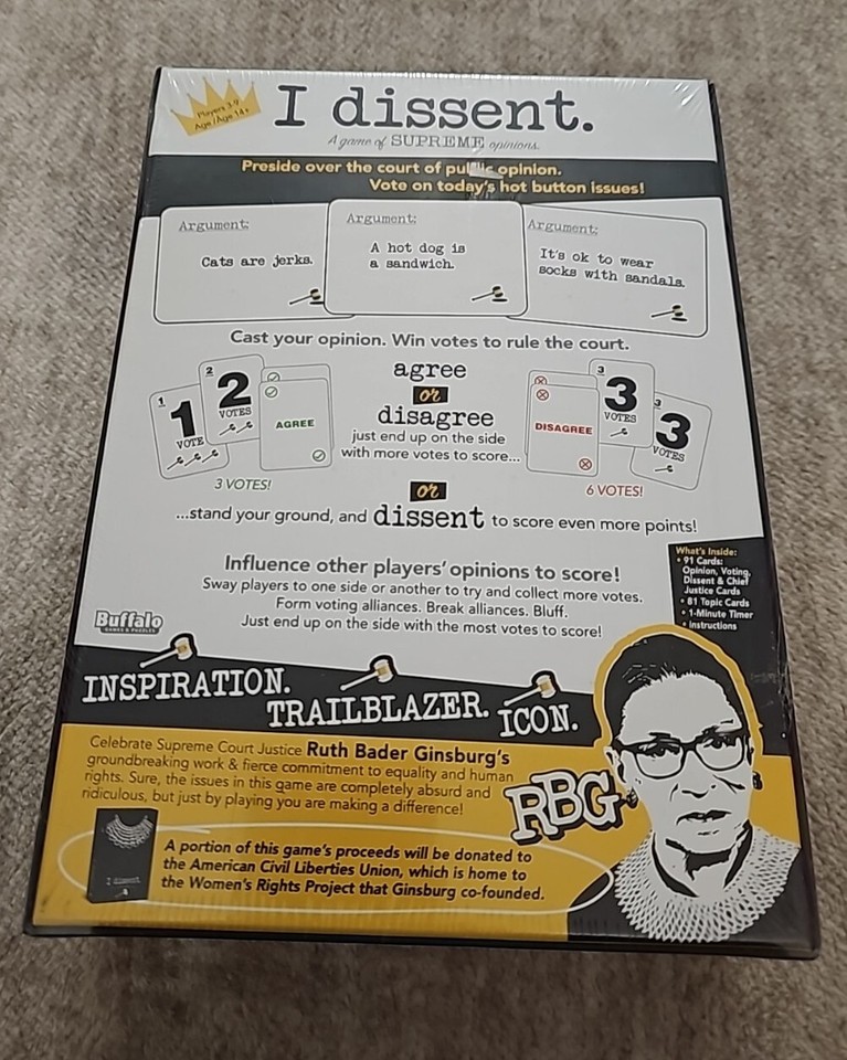 I Dissent A Game Of Supreme Opinions RBG Ruth Bader Ginsberg Trivia ...