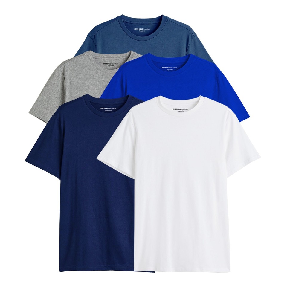 Mens Multipack T Shirts 3 & 5 Pack Cotton Plain Short Sleeve Round Crew ...