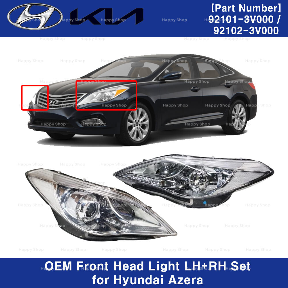 2012-2018 Hyundai Azera Front Head Light Lamp LH+RH Assembly Set of 2 ...