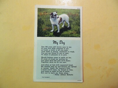 "My Dog" poem by Ruby Altizer Roberts vintage linen postcard | eBay