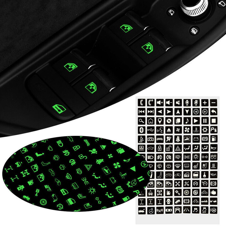 117pcs Car Interior Panel Console Button Switch Decal Labels Luminous ...