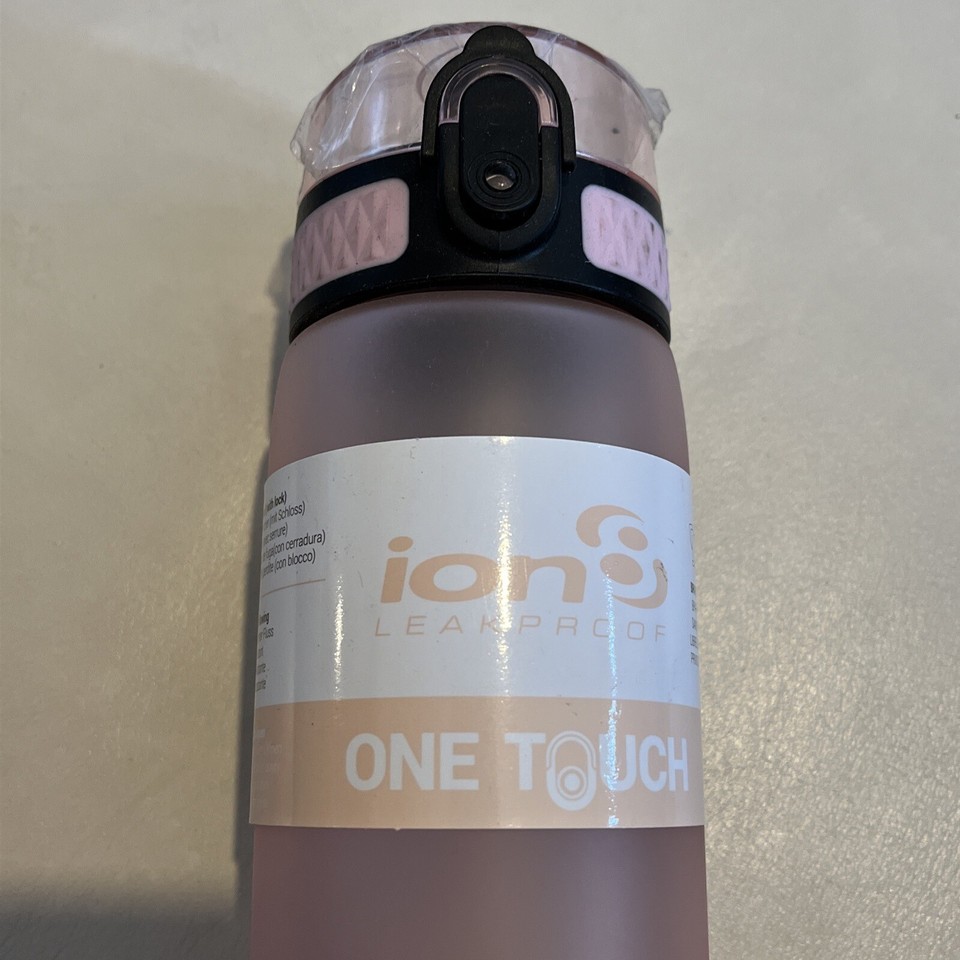 Ion8 Leak Proof One Touch Pink Slim Water Bottle, BPA Free, 500 ml / 18 ...