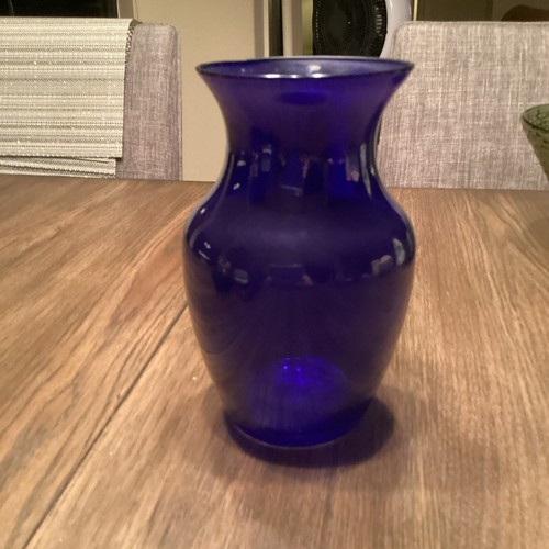 Vintage Glass Cobalt Blue Bulb Vase Flared Rim 8" Tall | eBay