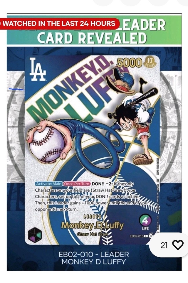 FreeshipDodgers X ONE PIECE colab CARD - Monkey D. Luffy 7/03/25 OPTCG - PRESALE | eBay