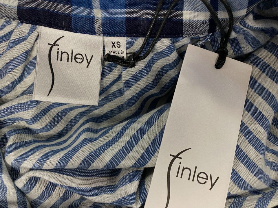 $224 Finley Women's Blue Floaty Top Worker Plaid Shirt Size XS | eBay