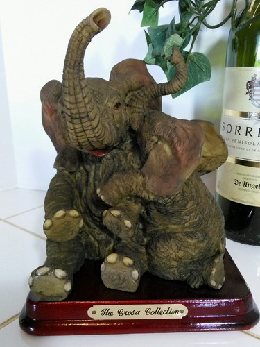 The Crosa Collection Porcelain Elephant Figurine Mother & Baby TRUNK UP ...