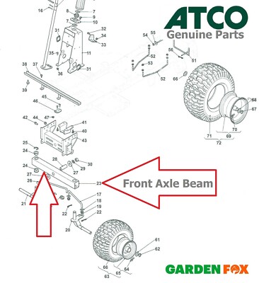 Genuine Atco Rider 27M Ride On Mower - Front AXLE BEAM - CGXE966FAB ...