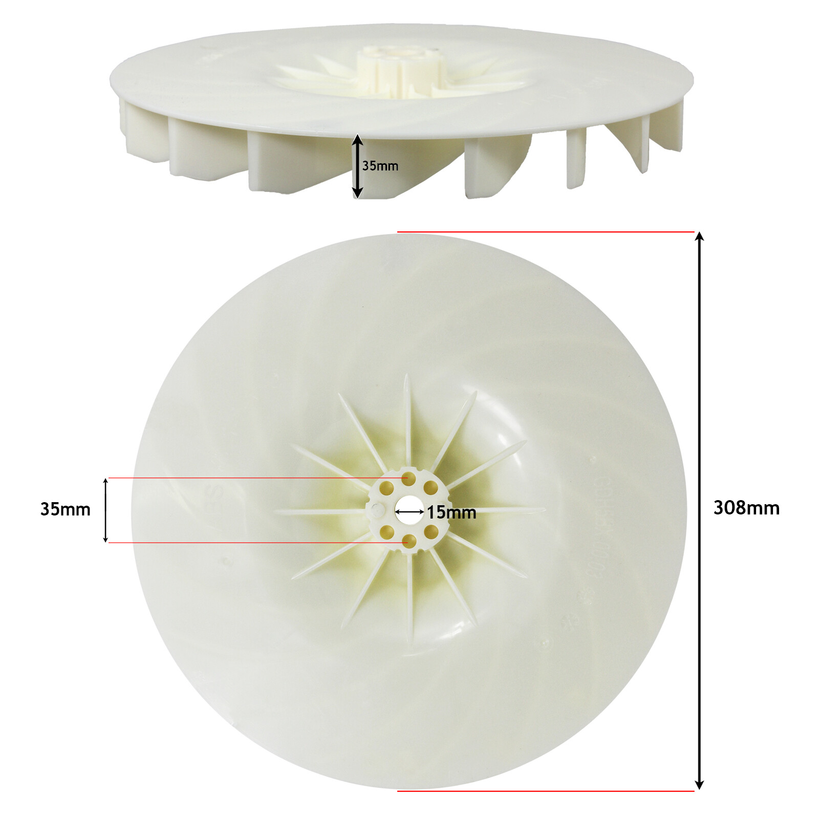 Impeller Fan for QUALCAST MEH1533 MEH1633 MEH1733R MEH1836 111011105 ...