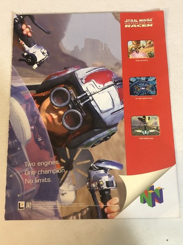 Star Wars Phantom Menace Racer Nintendo Print Ad Advertisement Vintage ...