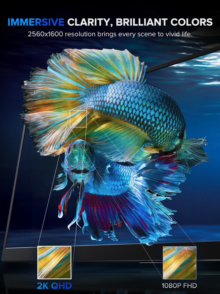 Touch Portable Monitor, UPERFECT 18" 2K 1600P IPS 100% DCI-P3 100% sRGB ...