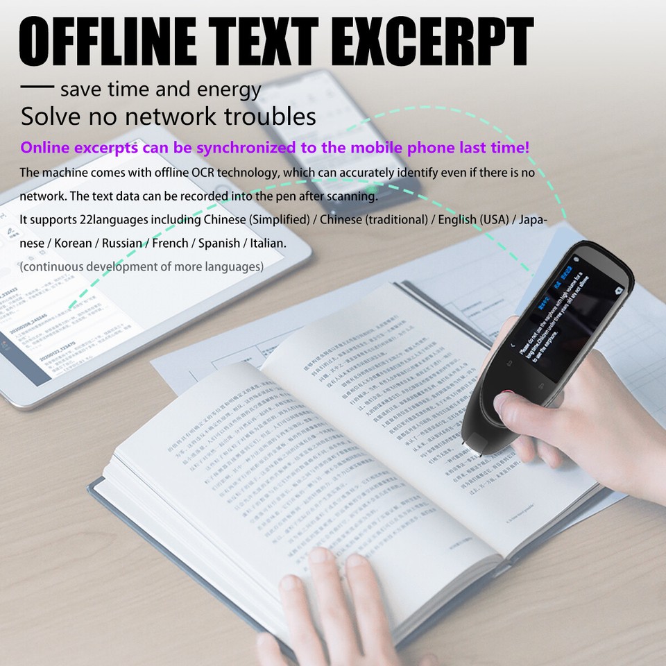 2024 Smart Scan Translation Pen Camera Text Reading 112 Language ...