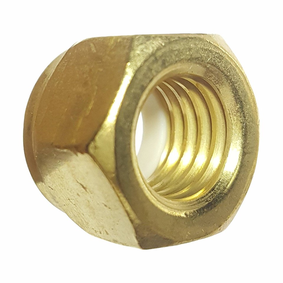 10-24 Solid Brass Hex Locknut Nylon Insert Elastic Stop Lock Nuts Qty ...