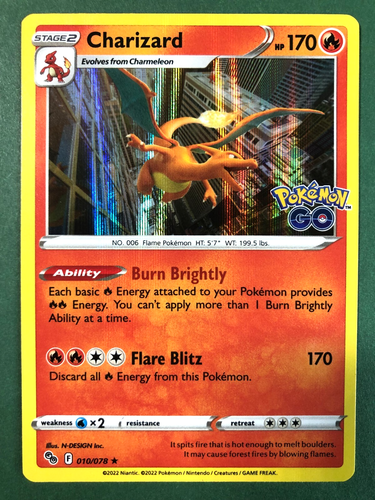 Pokémon TCG Charizard 010/078 Pokemon Go Holo Rare | eBay
