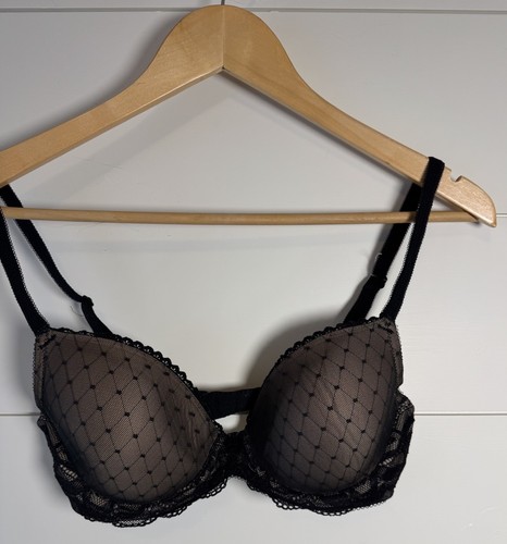 Wacoal 32D Black T-Shirt Bra Underwire Reveal Lace Covered Contour ...