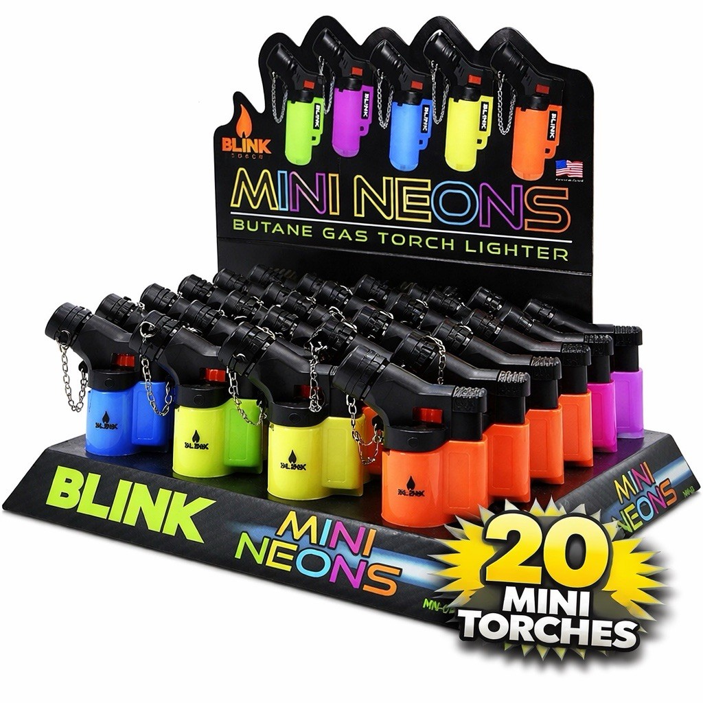 20 Mini Torch Lighters Butane Gas | Refillable Jet Flame | Neon Colors ...