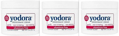 3 Pack Yodora Non Irritating Deodorant Cream 2 Oz 56.7 G Each Fast ...