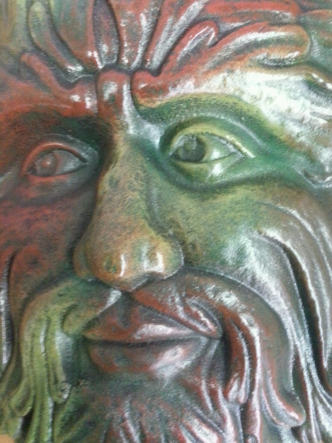 Green Man Leaf Face 13" Tree Man Mythical God wall Sculpture | eBay