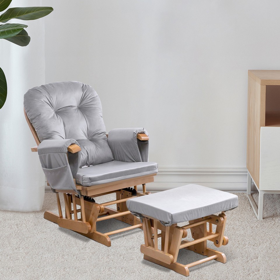 Soft Glider Rocking Chair Cushion Set Velvet Cotton Ottoman Pad for ...