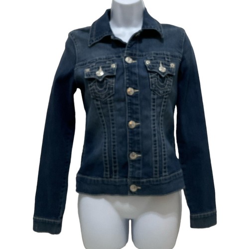 True Religion Womens Denim Trucker Jacket Front Pockets Button Down ...