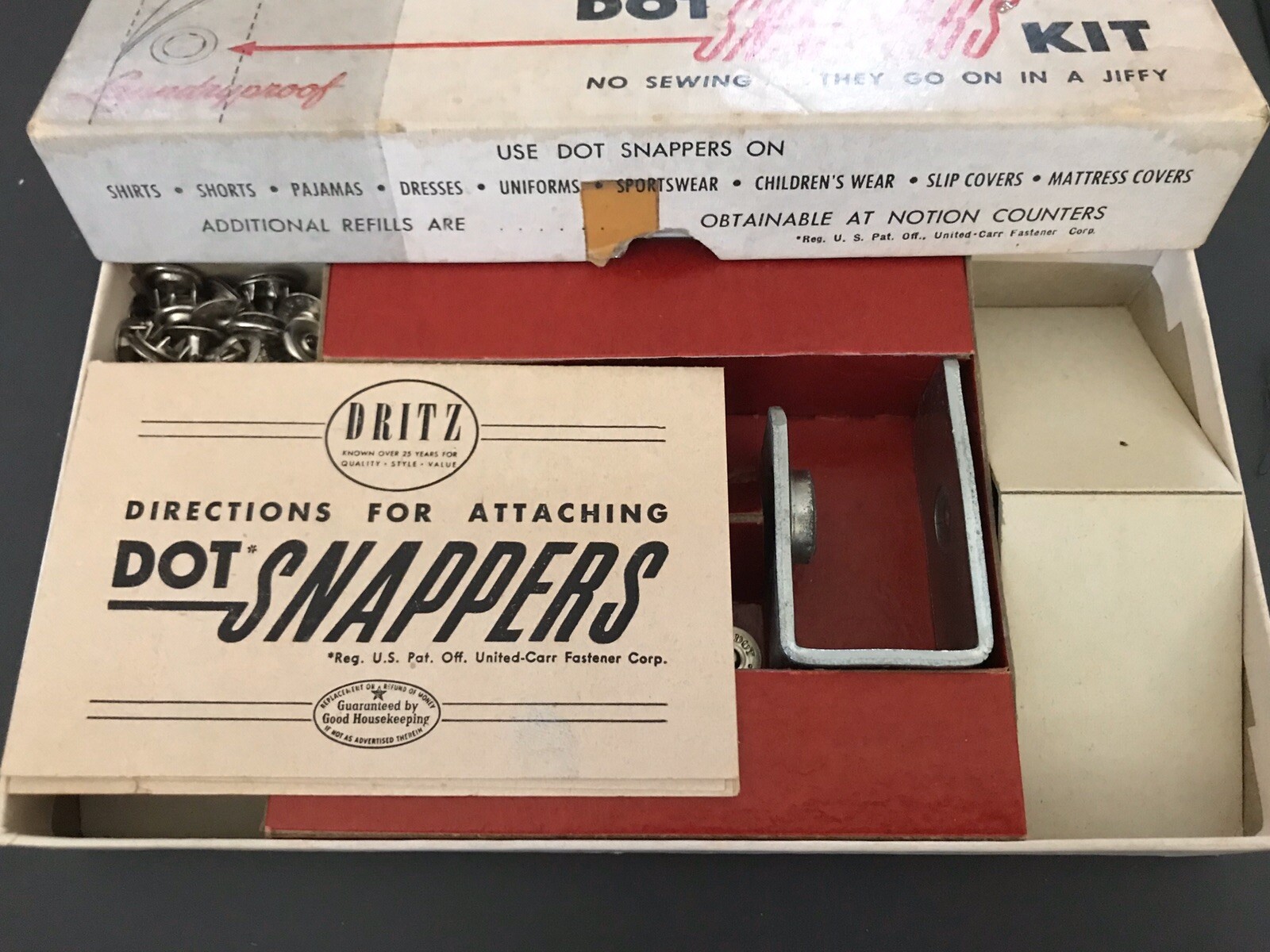 Vtg #650 Dritz Dot Snappers Kit Box Set Lot Jiffy Snaps-No Sew-Laundry ...