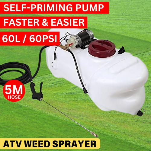60L ATV FARM WEED SPRAYER 12V Pump Tank Spray Boom Spot Chemical Garden ...