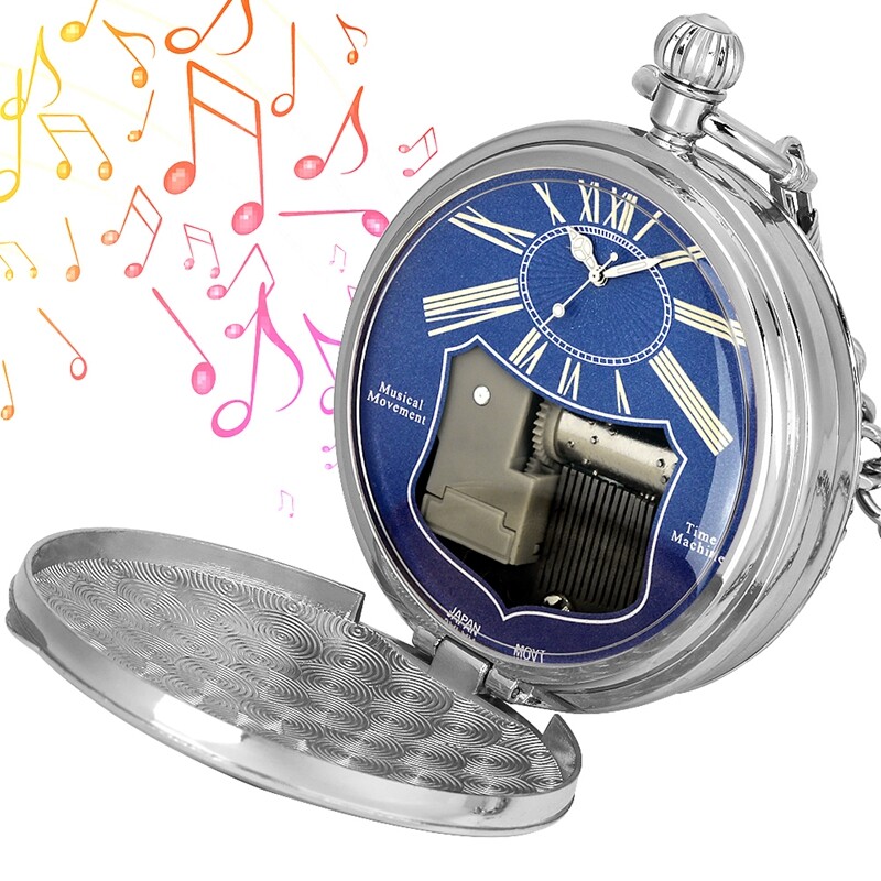 Uncommon Musical Quartz Pocket Watch Space Case Fob Watches with ...
