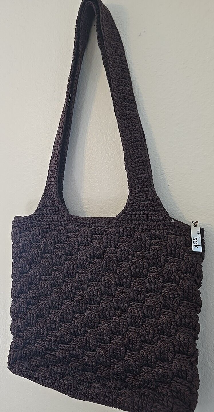The Sak Gaia Crochet Recycled Crossbody Bag Brown Macrame 10" X 9" | eBay
