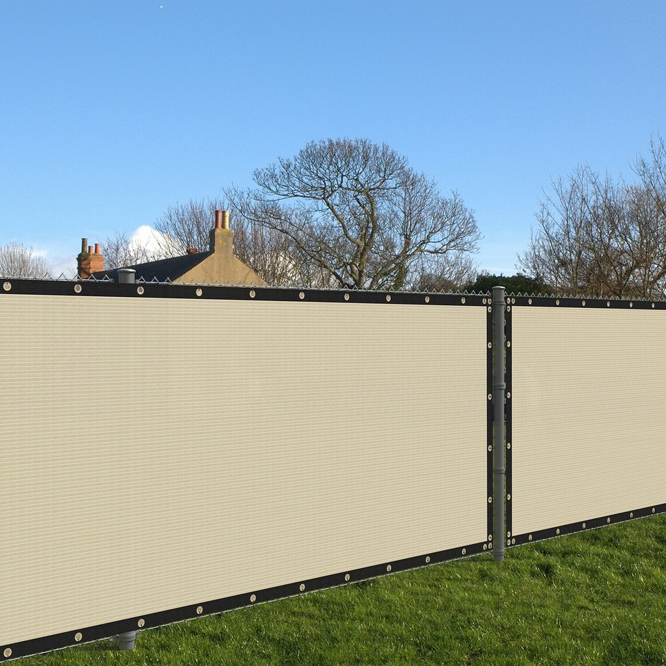 8ft Privacy Fence Screen Windscreen Beige Mesh Shade Cover for Garden ...