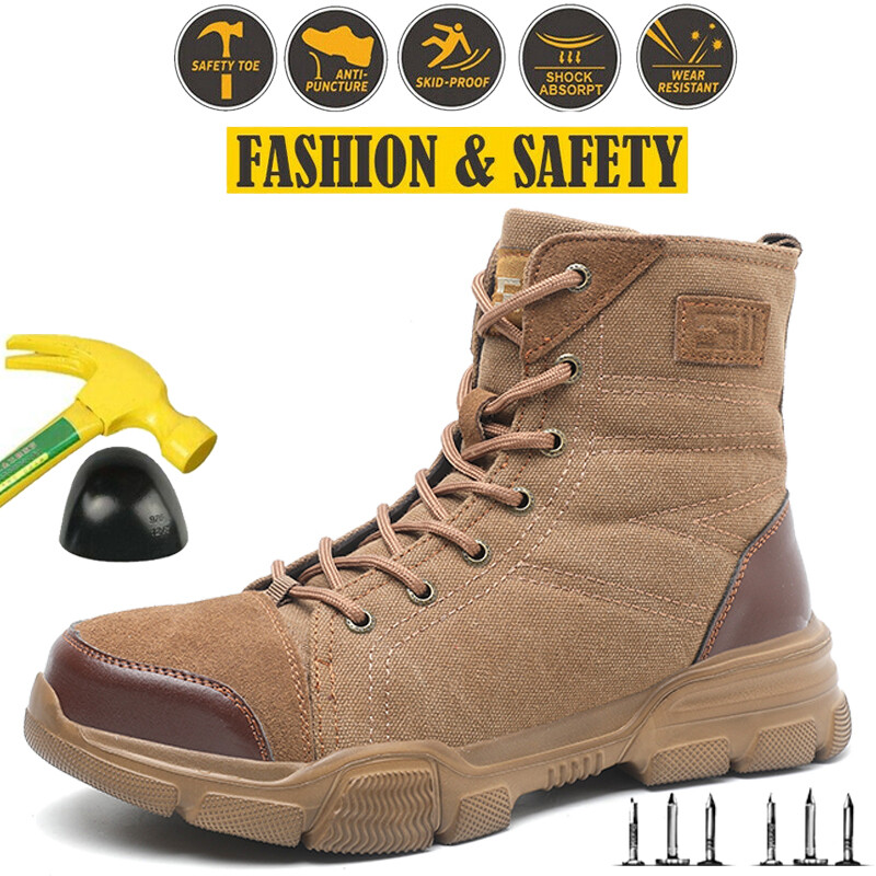 MEN'S SAFETY BOOTS ARMY MILITARY POLICE TACTICAL STEEL TOE CAP COMBAT ...