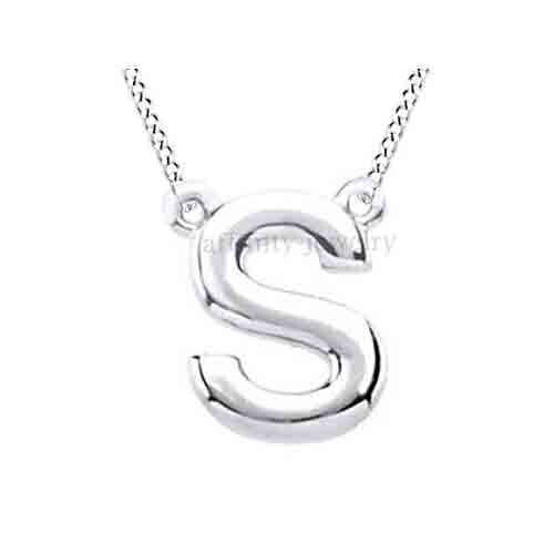 S Initial Pendant Necklace 14k White Gold Plated Sterling Silver | eBay