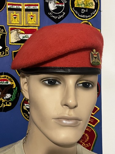 IRAQ-Iraqi MP Red Beret With Color Eagle Pin badge | eBay