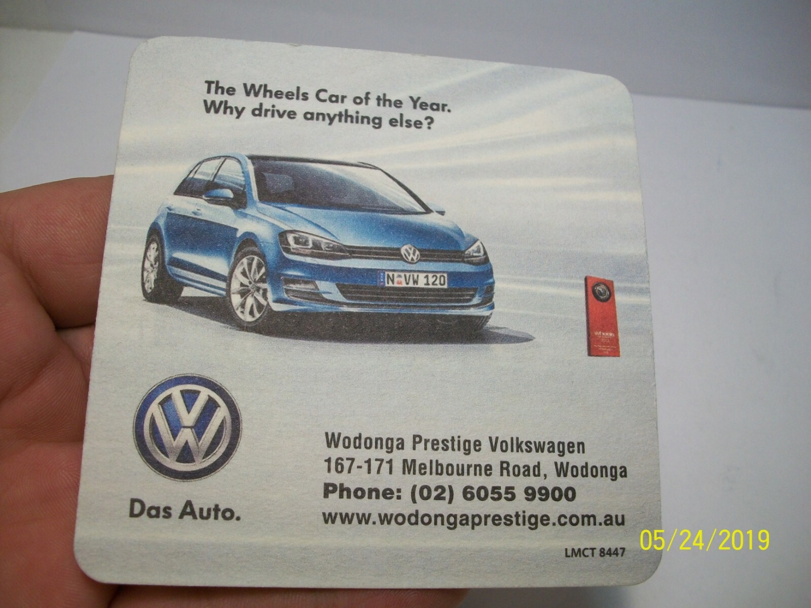 VW Dealership Promotional Coaster- Das Auto - Wodonga Prestige ...