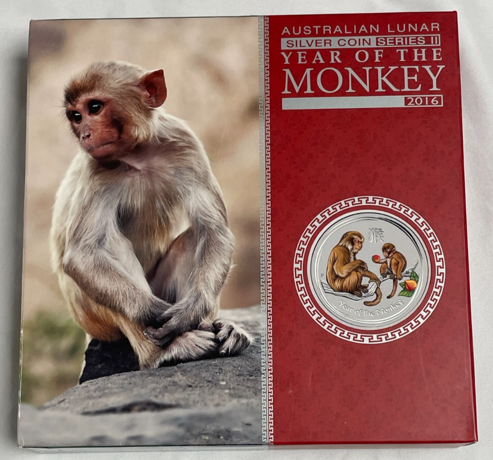 2016 1 kilo .999 Silver Colorized AUS Lunar Year of the Monkey Gemstone ...