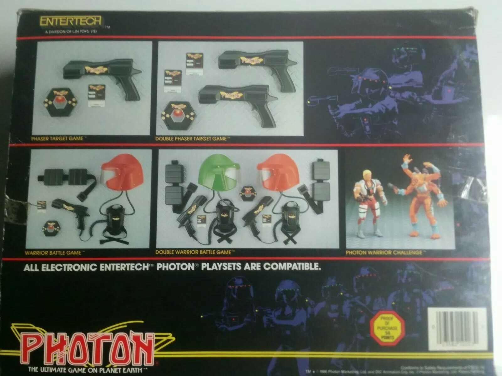ENTERTECH LJN 1986 B/O PHOTON PHASER LASER PISTOL SPACE MIP WORKING ...