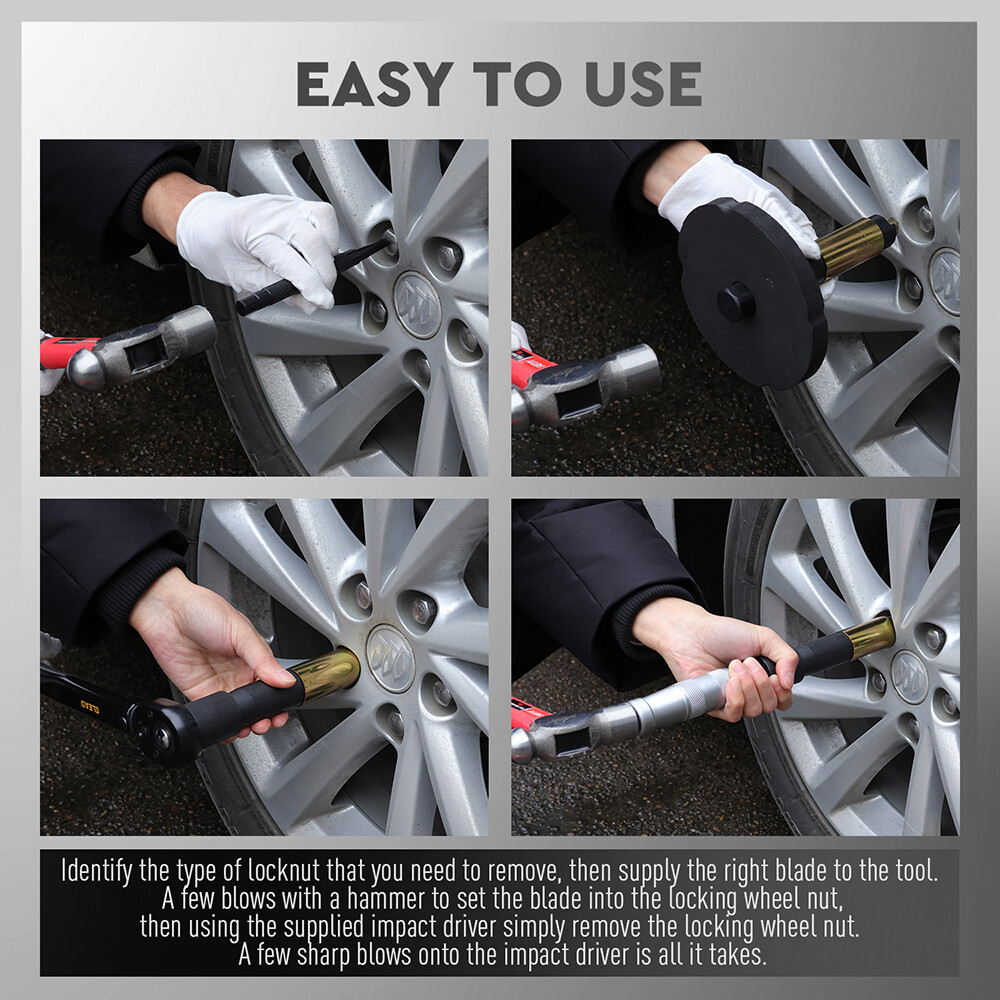 SEDY 10Pc Wheel Lock Removal Tool Kit Wheel Locking Nut Key Remover Kit ...