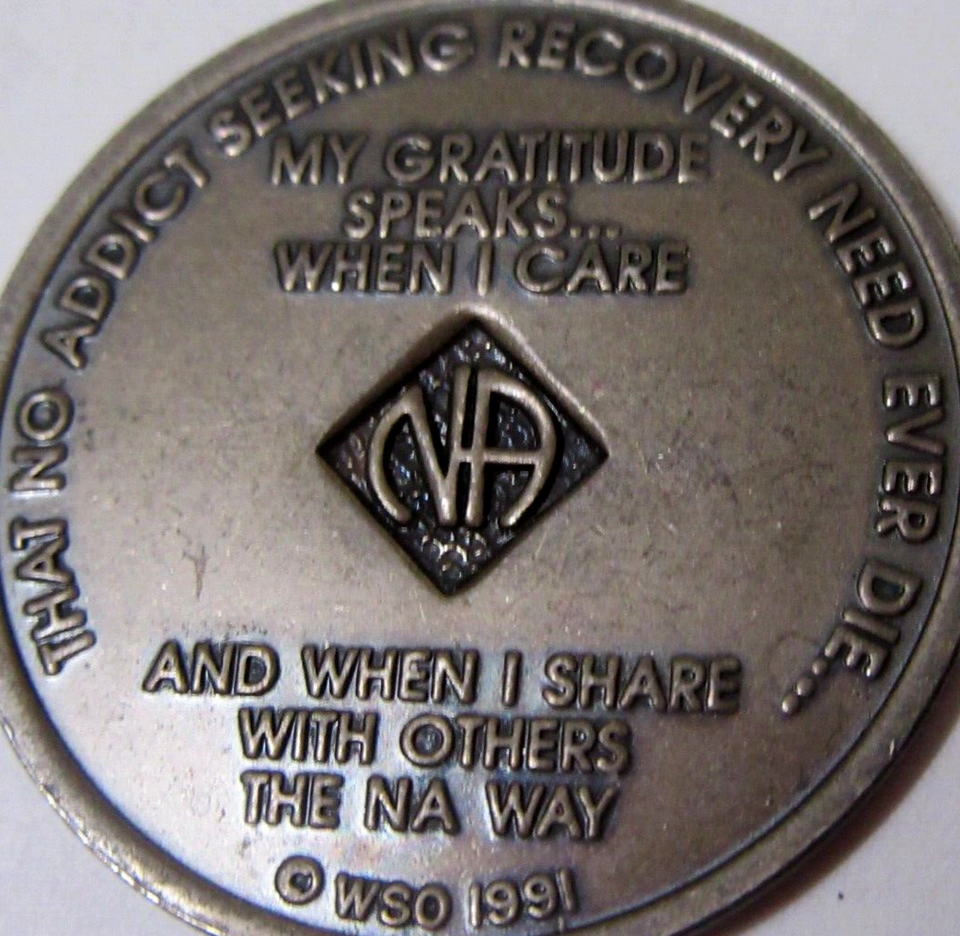 Narcotics Anonymous NA DARK 1 Year Medallion Token Coin 1991 WSO Chip ...