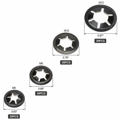 120tlg Klemmscheibe Achs- Wellen- Klemmring Sicherungsscheibe M6/M8/M10 ...