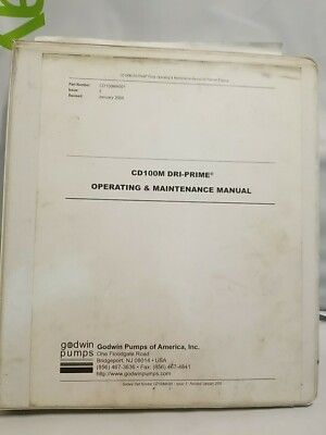 Godwin ~ CD100M Dri-Prime Pump ~ Parts/Repair Operating Manual ~ W ...