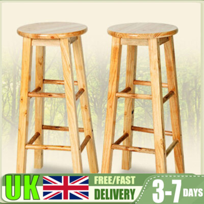 1PC 60CM Wooden Bar Stools Chair Pub Kitchen Stools Breakfast Seat FREE ...