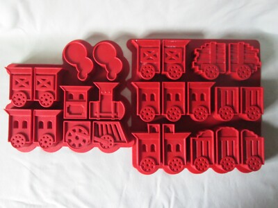 Silicone Train Baking 2 Piece Mold includes Engine, Caboose and 7 Cars ...