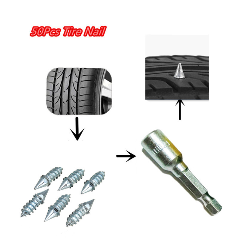 50Pc Car 27mm Winter Anti-Slip Snow Tire Screw Nail Wheel Tyre Tire ...